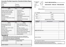 Excavator Prestart checklist Docket combination A4 002