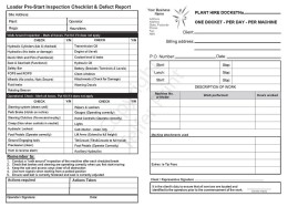 Loader Pre-Start Checklist Docket Combination A4 002