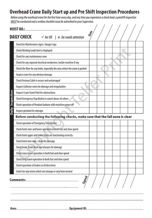 Truck Prestart Checklist Book A4 (Pre-printed)